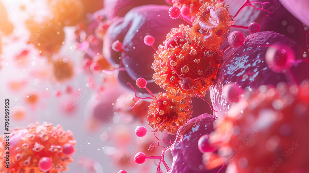 3D rendering of a human spleen and basophils with allergen illustration ...