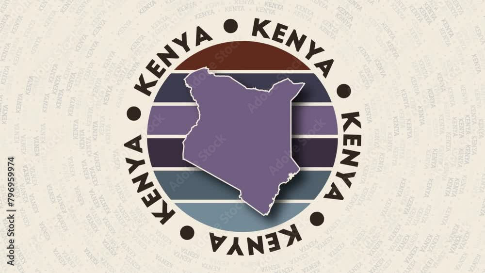 Kenya logo intro. Badge with the circular name and map of country ...
