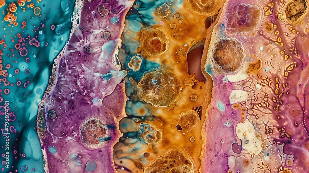 Ovarian follicular cyst, light micrograph, photo under microscope ...