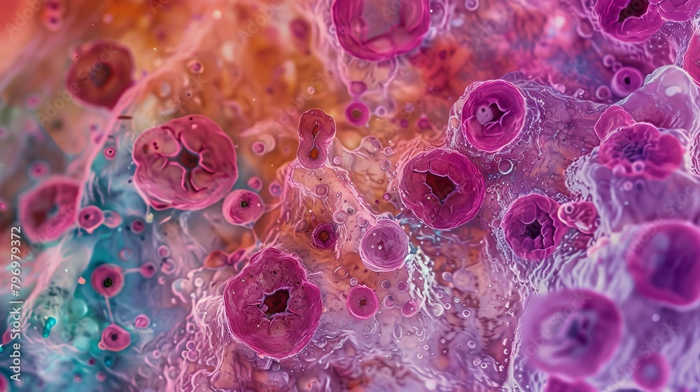 Ovarian follicular cyst, light micrograph, photo under microscope ...
