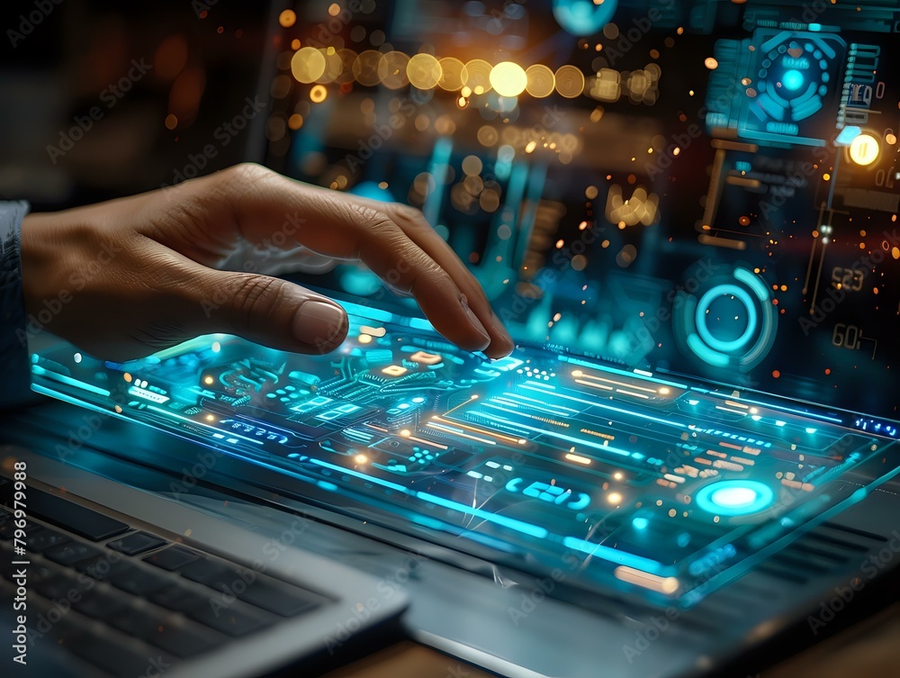 Contemporary Corporate Tech: Transparent Touchscreen Interaction Stock ...