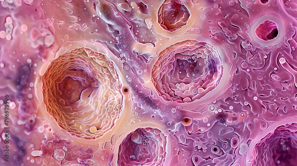 Ovarian follicular cyst, light micrograph, photo under microscope ...