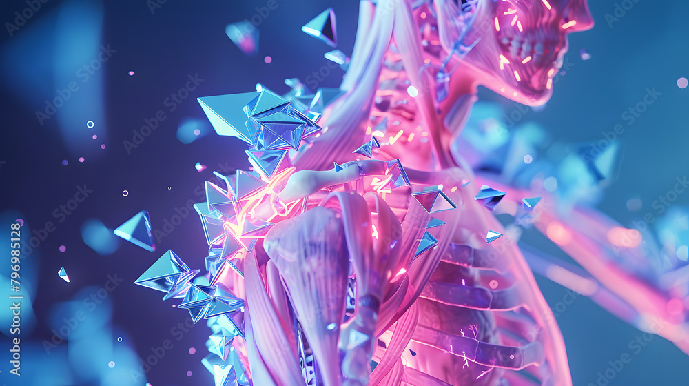 3D visualization of a human shoulder enveloped by unusual medical ...