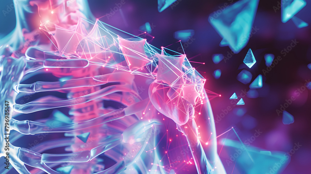 3D visualization of a human shoulder enveloped by unusual medical ...