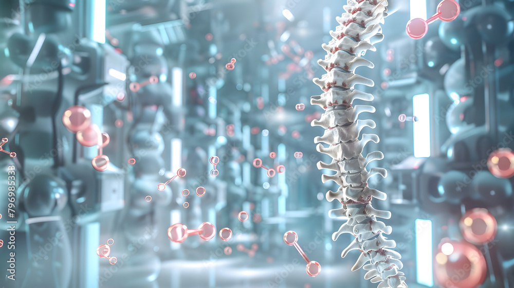 3D visualization of a human spine surrounded by some strange medical ...