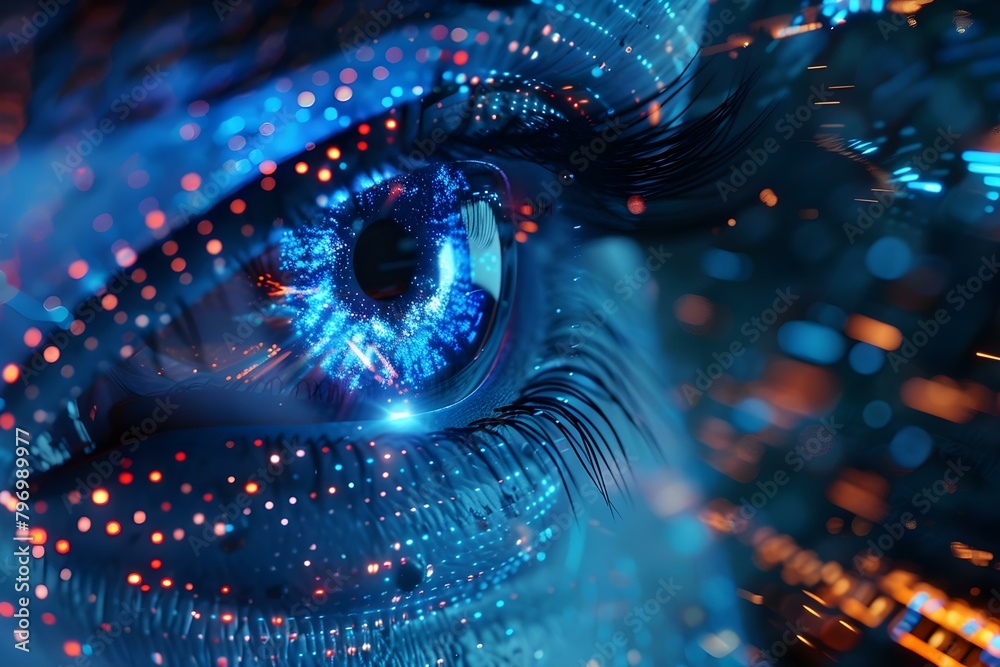 Futuristic digital eye network for cyber security technology background ...