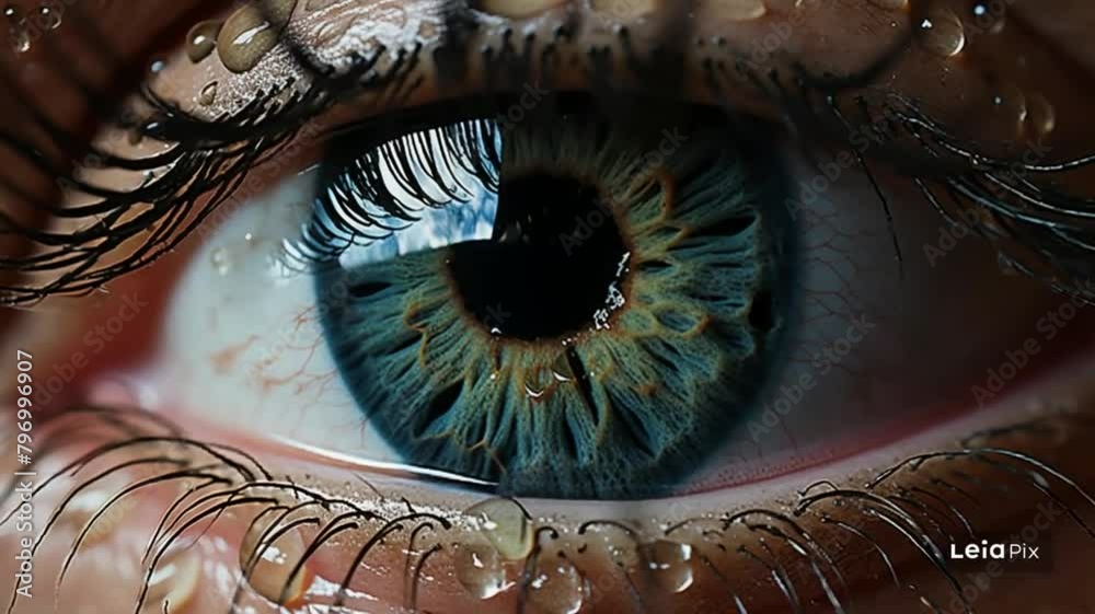 Very macro structure of a human eye. Eyes view with texture and colored ...