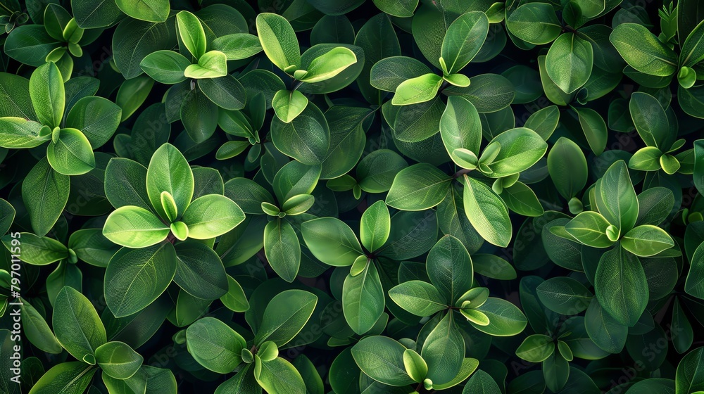 top view of small green leaves, seamless texture, realistic photo, high ...