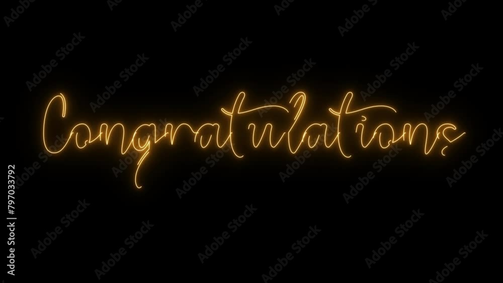 Congratulations. neon lettering typography. Animated text. Celebration ...