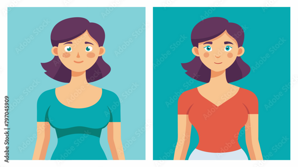 The before photo shows a woman with a slouched posture and rounded ...