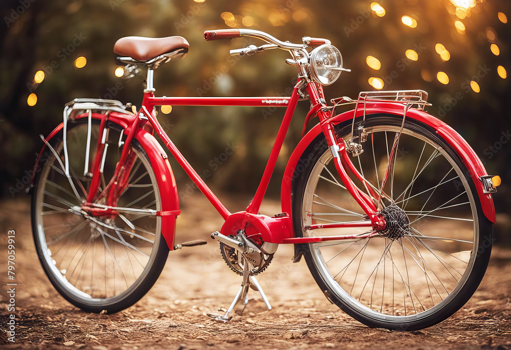 'bicycle red vintage isolated female old travel retro background white ...