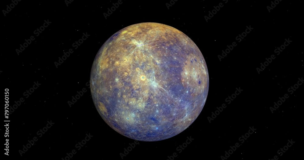 A 3D animation of Mercury rotation of with enhanced color chemical ...
