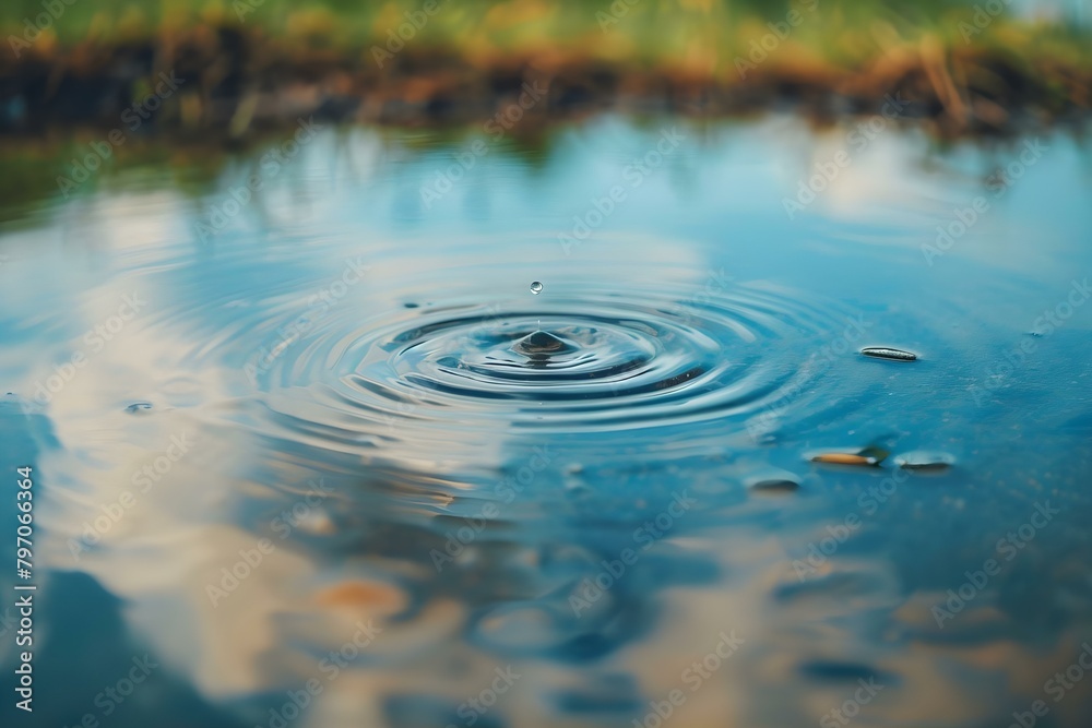 Water droplet in puddle creating ripples symbolizes individual actions ...