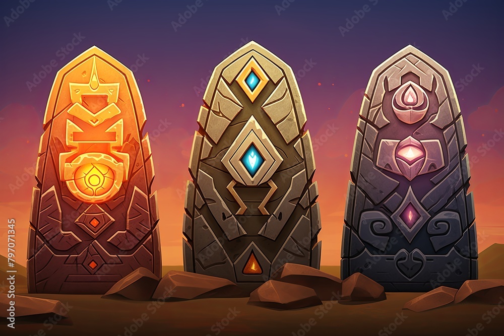 Rune Stone Gradients: Ancient Symbols Digital Art in Historical Theme ...