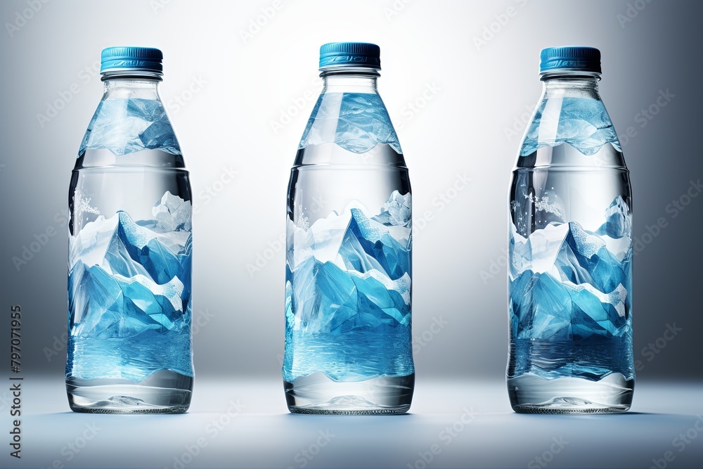 Arctic Glacier Ice Gradients Glacial Mineral Water Bottle Label Design ...
