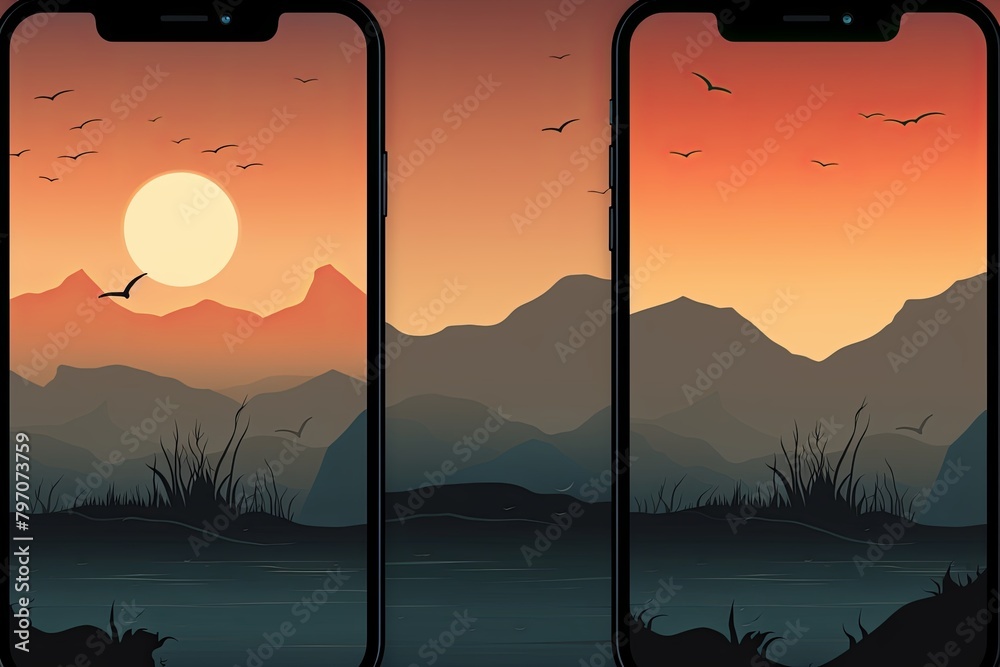 Dystopian Wasteland Gradients: Desolation Mobile App Background Stock ...