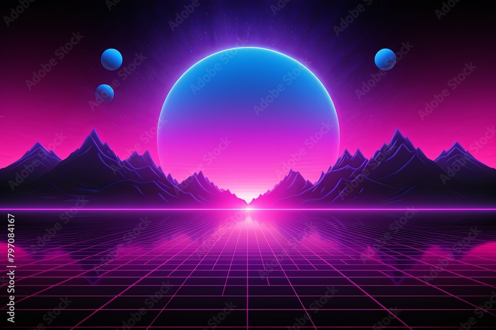 80s Synthwave Gradients: Retro Synth-Pop Concert Backdrop Bliss Stock ...