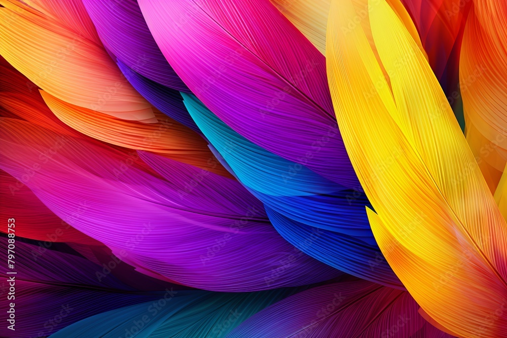 Vibrant Parrot Feather Gradients Tropical Fruit Juice Label - Exotic ...