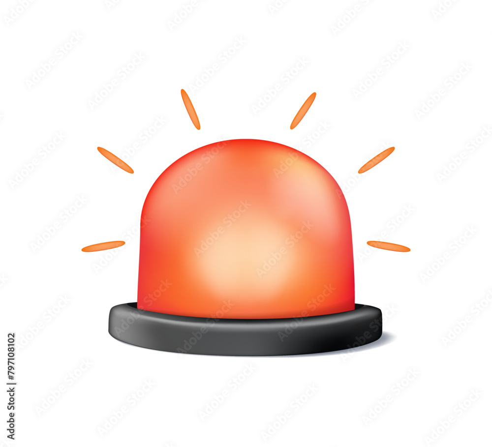 Emergency red alarm light 3D icon, flashing siren. Alert icon ...