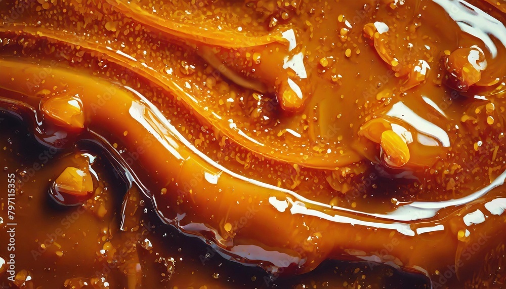 liquid salted caramel syrup background of caramel paste texture close ...