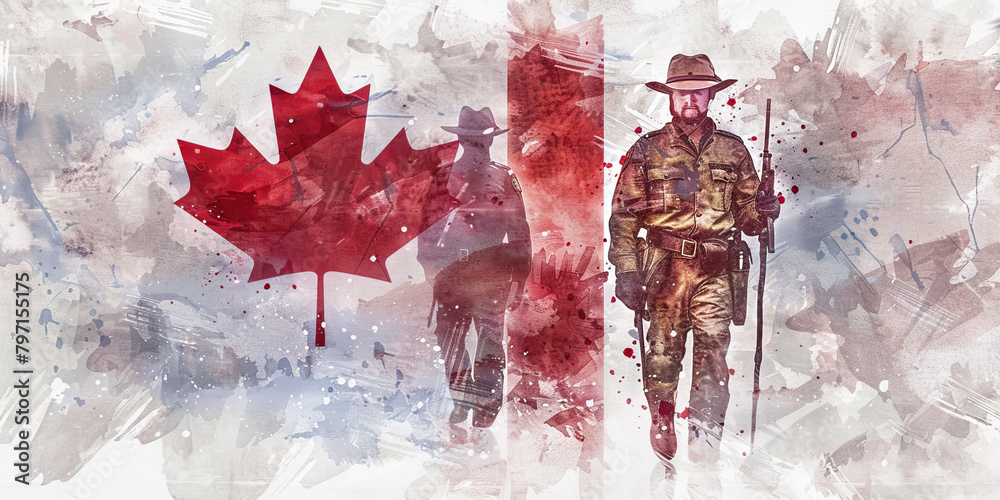The Canadian Flag with a Mountie and a Maple Syrup Farmer - Picture the ...