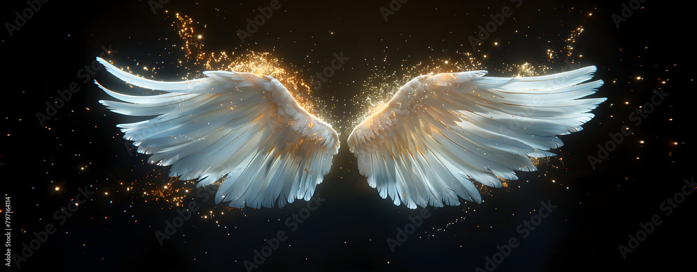 White angel wings, modern, arty interpretation of angel mythology ...