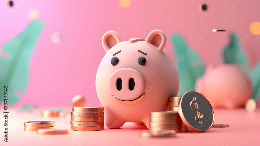 save money concept, abstract style and simplified forms, illustration ...