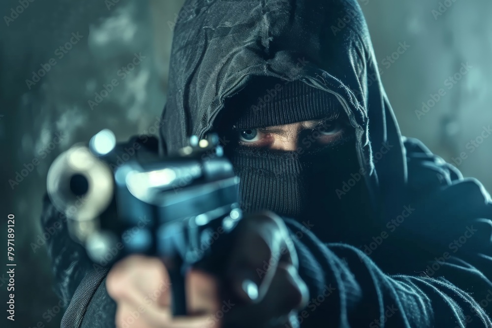 Burglar thief robbing house criminal activity robbery burglary mask crime scene stealing mugger ...