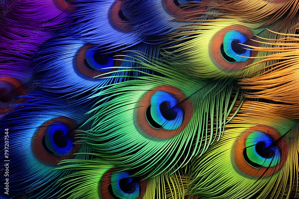 Radiant Peacock Feather Gradients: Digital Art Software Tutorial Stock ...