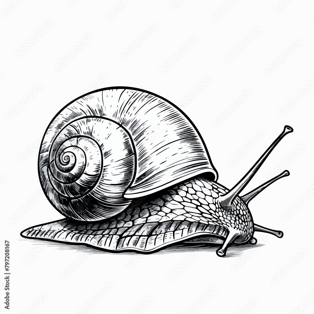 Snail in cartoon, doodle style. Image for t-shirt, web, mobile apps and ...