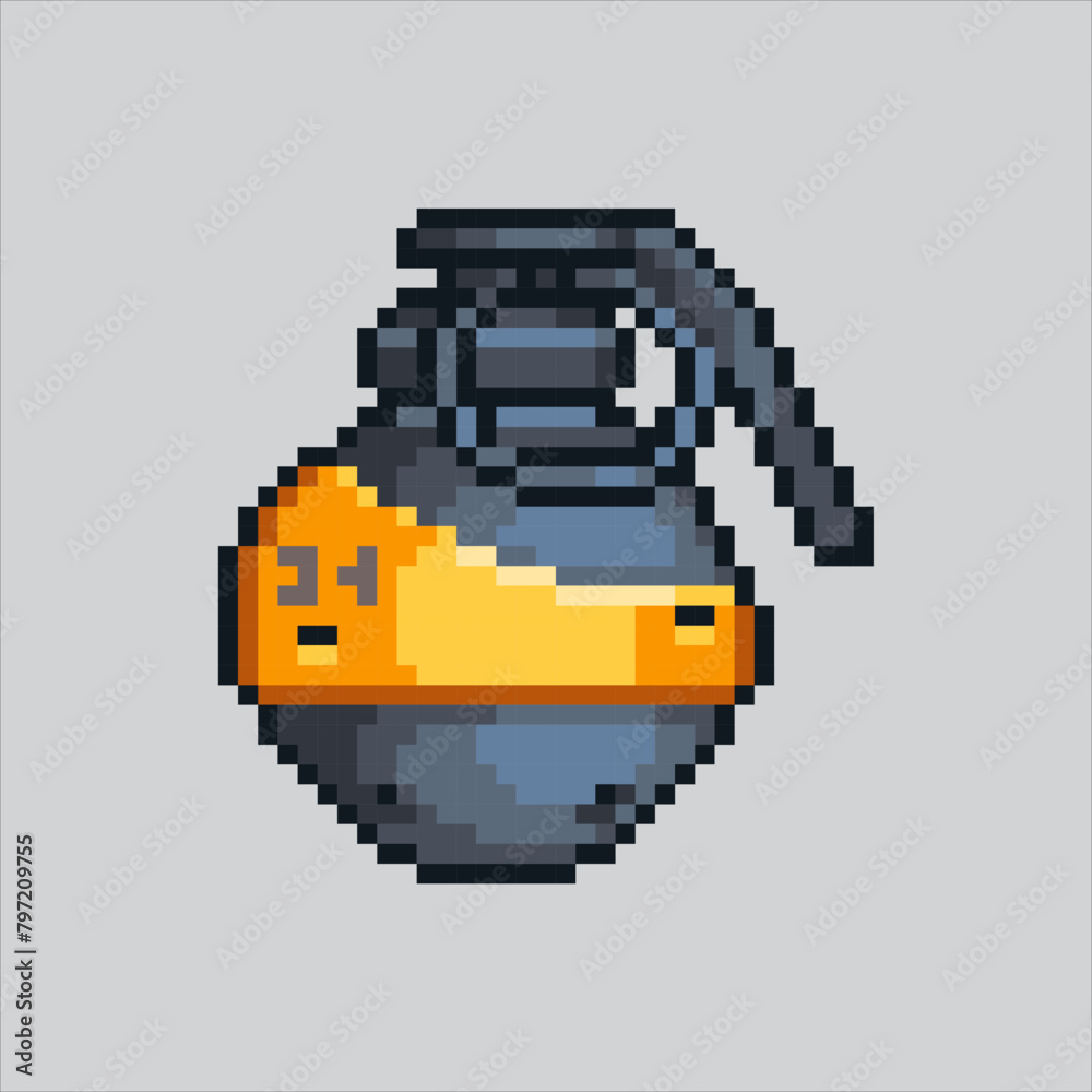 Vecteur Stock Pixel art illustration Grenade. Pixelated Grenade ...