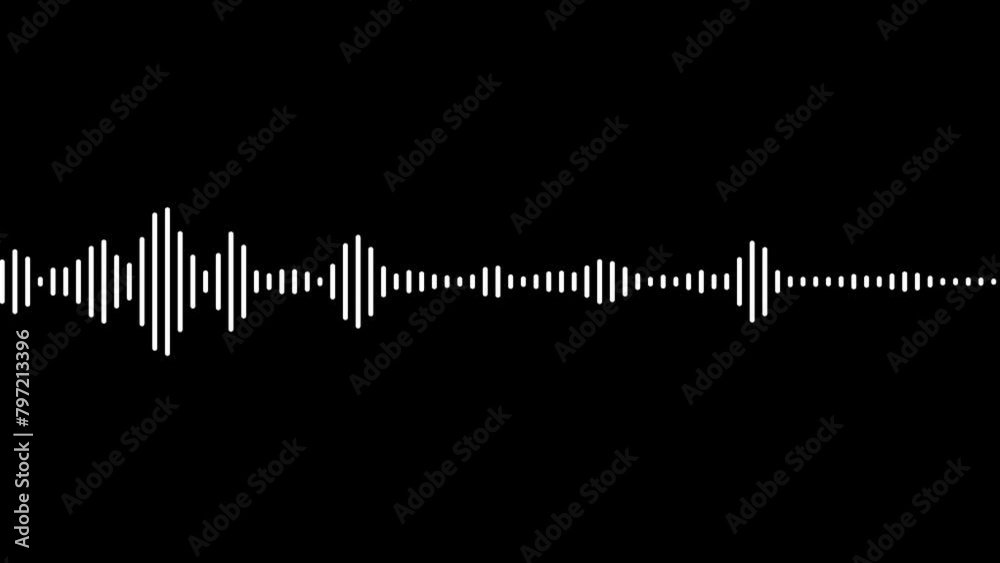 White audio waves isolated on black background. Abstract sound waves ...