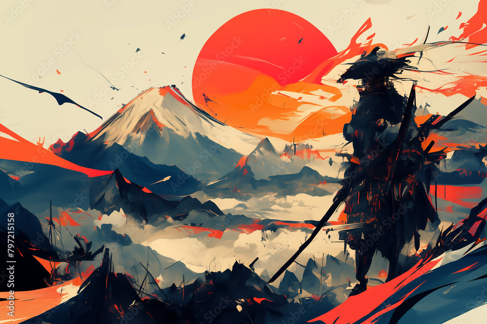 Samurai warriors in full battle regalia standing proudly , ready for ...