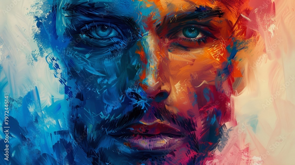 Imaginative depiction of a male figure. Creative vision, artwork ...