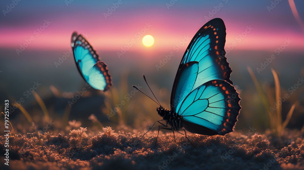 Colorful butterfly photos in the sunset sunlight scene, close-up ...