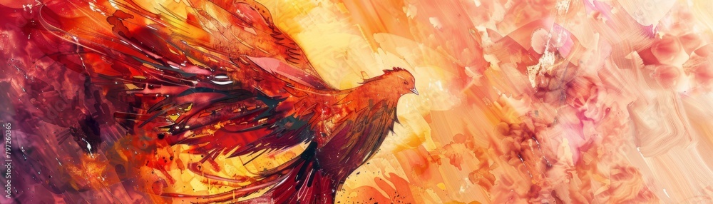 Ilustrace „Explore the depth of human emotions represented by a phoenix ...