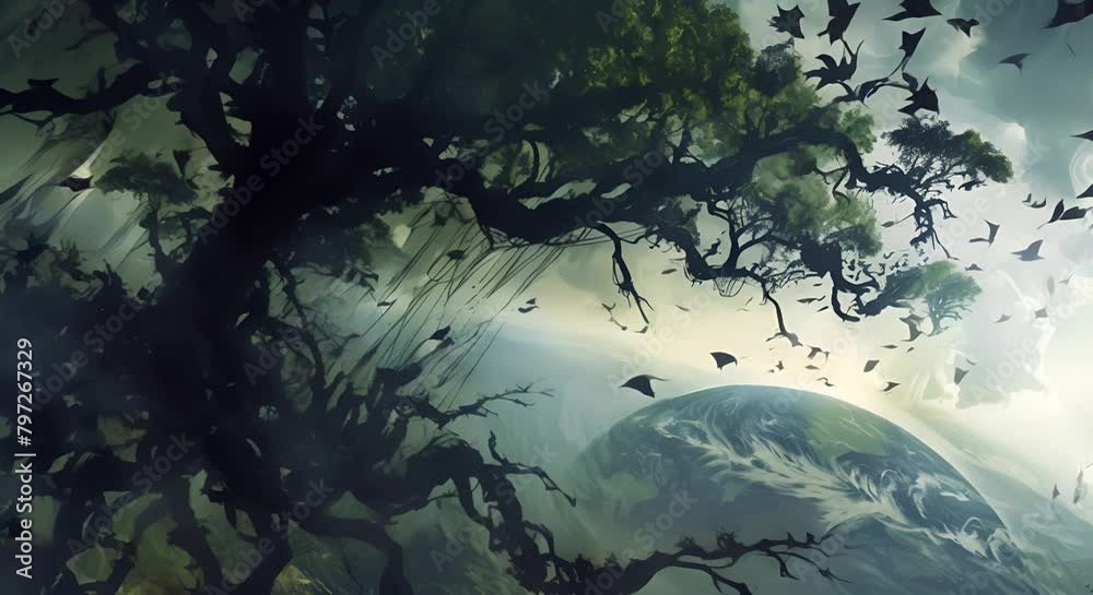 invasive species spreading across continents, illustrated as dark ...