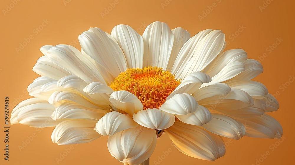 Illustrate the radial symmetry of a daisy from a top-down perspective ...