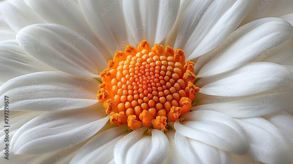 Illustrate the radial symmetry of a daisy from a top-down perspective ...