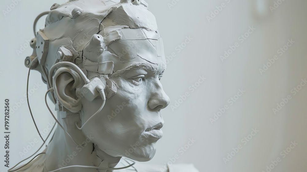 Craft a visually stunning clay sculpture depicting a side view of an ...