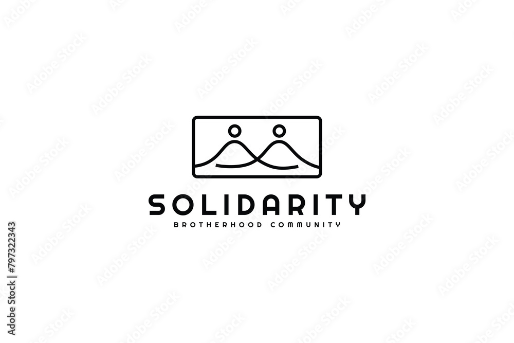 outline solidarity sign symbol logo design vector illustration. modern ...