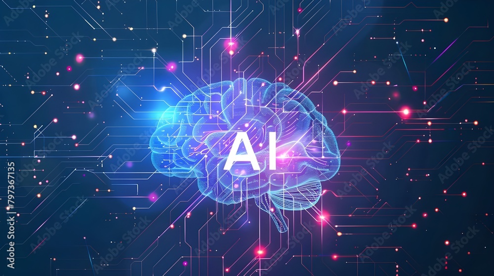 Electronic brain and Concept of artificial intelligence(AI).Graphic of ...