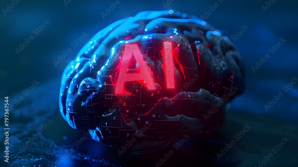 Electronic brain and Concept of artificial intelligence(AI).Graphic of ...