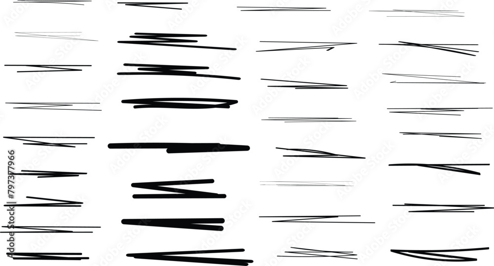 Poster set of black hand drawn underline art, different highlight lines ...