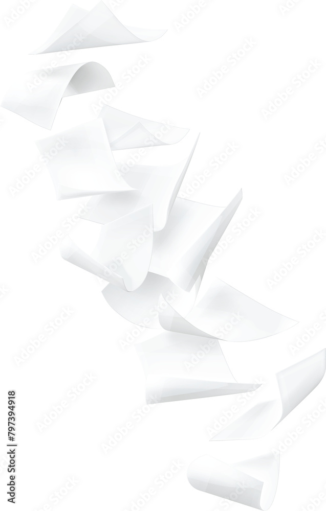 Flying white paper sheets Stock Illustration | Adobe Stock