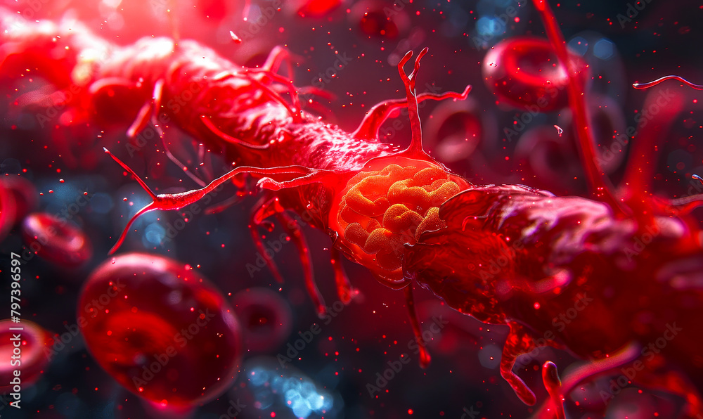 Cardiovascular Disease Concept with 3D Illustration of Clogged Arteries ...