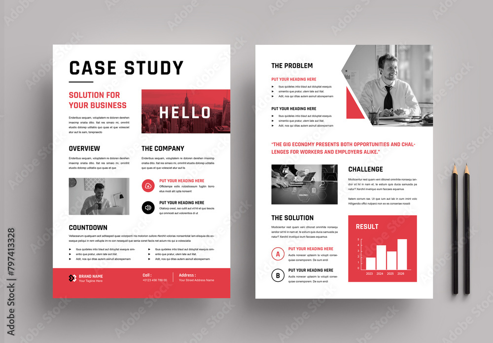 Case Study Design Layout Stock Template | Adobe Stock