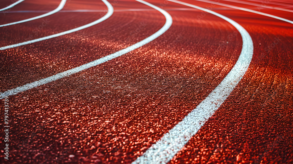 Empty Running Track with Crisp White Lines, Perfect for Fitness ...
