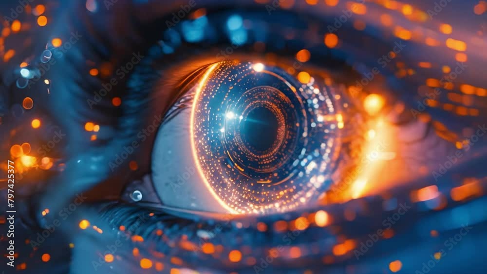 Futuristic digital eye data network cybersecurity tech background with ...