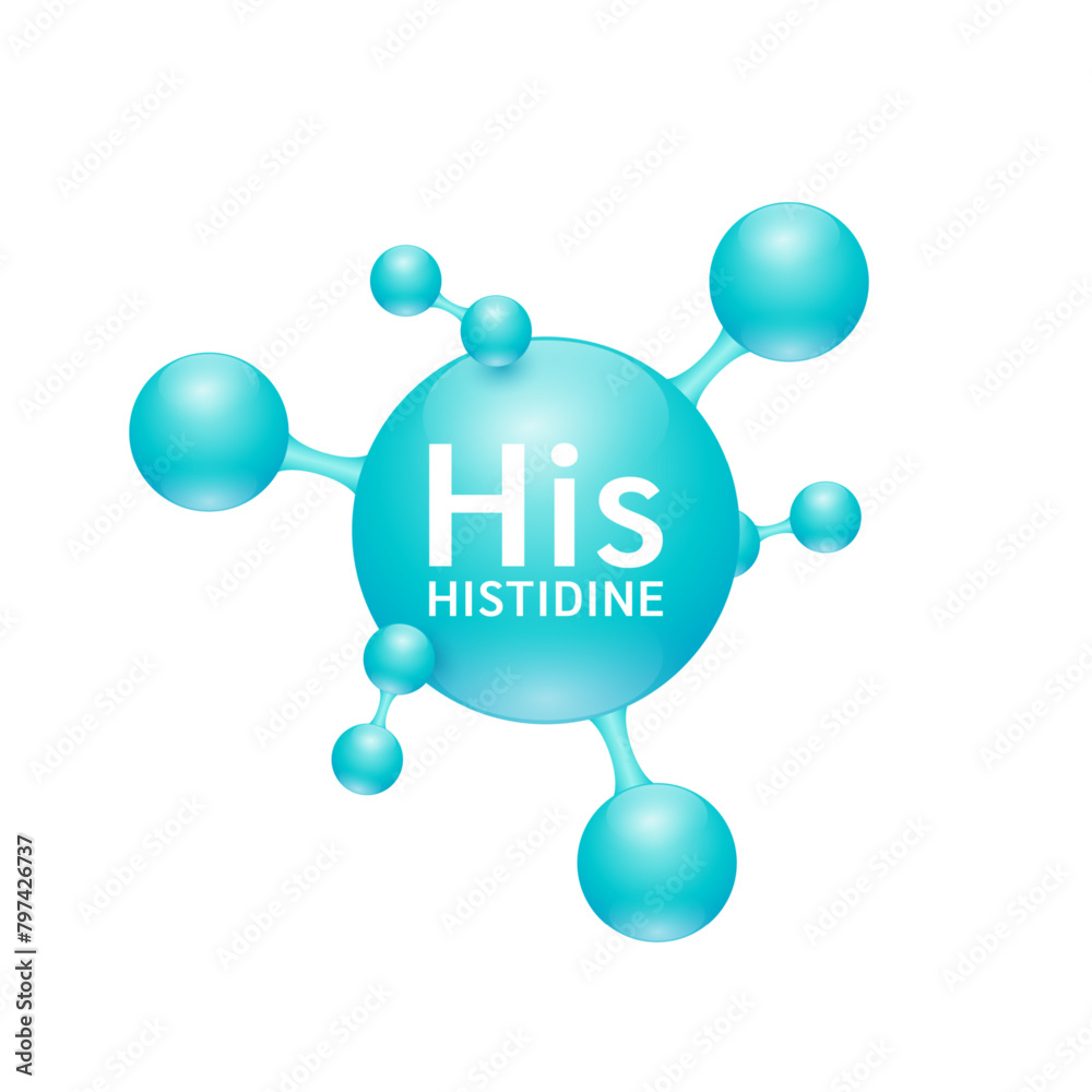 Histidine amino acid. Molecules that combine to form proteins nutrients ...